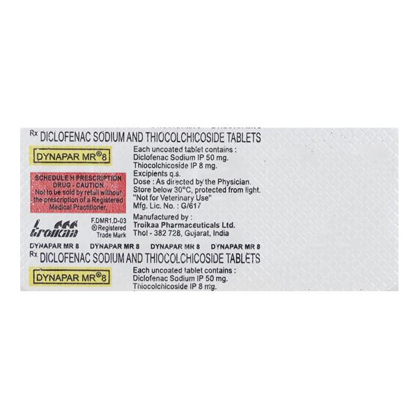 Buy Dynapar MR 8mg Tablet 10'S Online at Upto 25% OFF | Netmeds