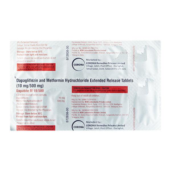 DAPABITE M 10/1000 Tablet 10's : Price, Uses, Side Effects | Netmeds