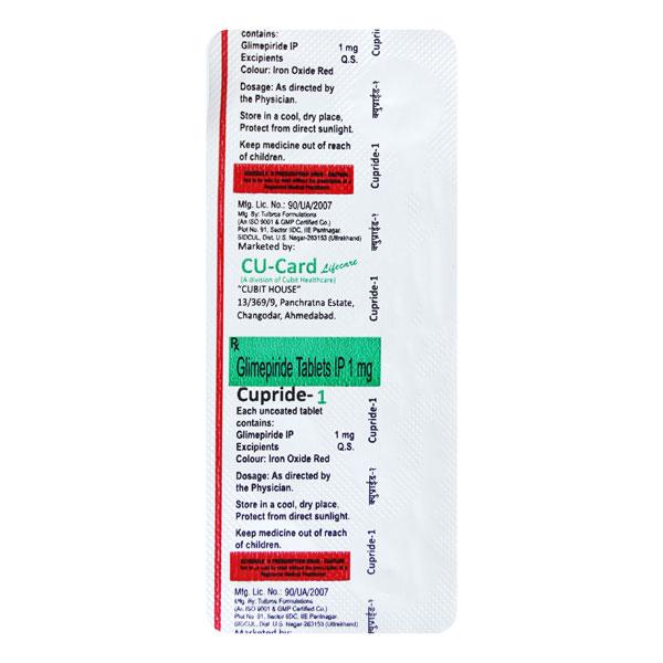 CUPRIDE 1 Tablet 10's : Price, Uses, Side Effects | Netmeds