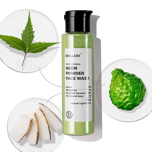 Buy Brillare Neem Powder Face Wash For Clear, Purified, Acne Prone Skin ...