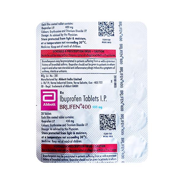 BRUFEN 400 Tablet 20's Price, Uses, Side effects, Substitutes | Netmeds