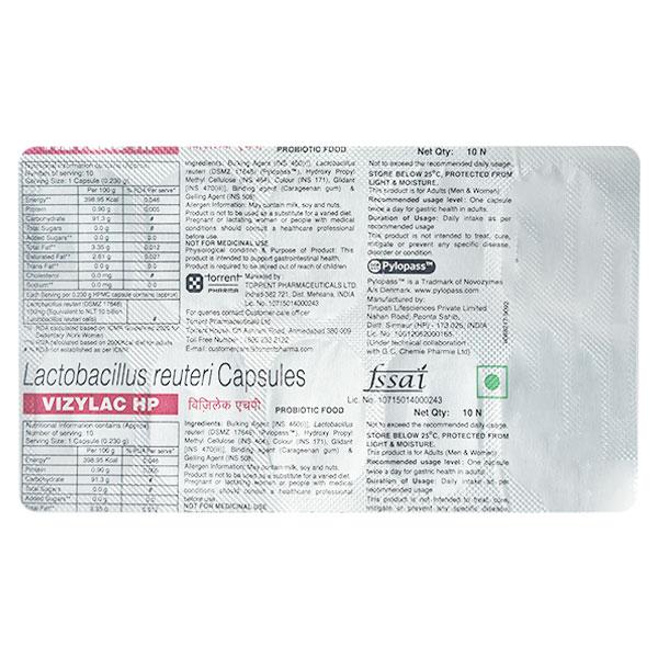 VIZYLAC HP Capsule 10's - Price, Uses, Side Effects | Netmeds