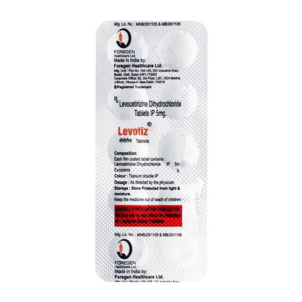 Buy LEVOTIZ 5mg Tablet 10's Online at Upto 25% OFF | Netmeds