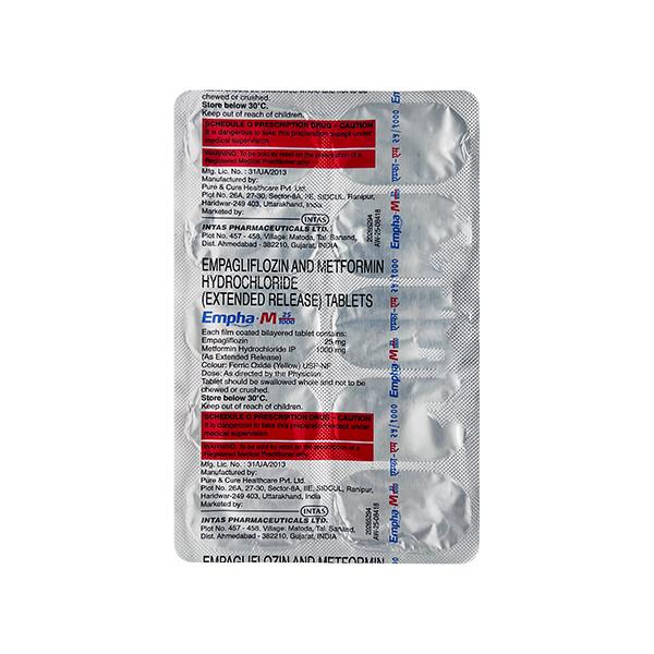EMPHA M 25/1000 Tablet 10's
