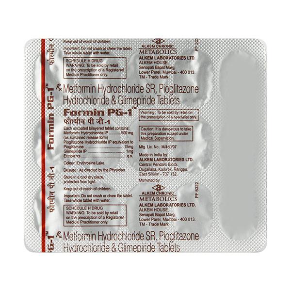 Formin PG 1mg Tablet 15'S : Price, Uses, Side Effects | Netmeds