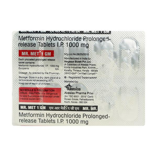 MR Met 1gm Tablet 10'S : Price, Uses, Side Effects | Netmeds