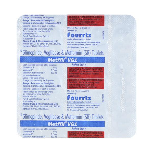 Metffil Vg1 Tablet 15'S : Price, Uses, Side Effects | Netmeds