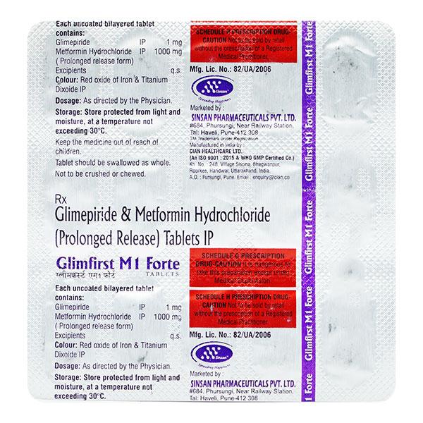 GLIMFIRST M1 FORTE Tablet 15's : Price, Uses, Side Effects | Netmeds
