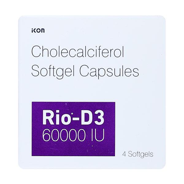 RIO D3 60000iu Soft Gelatin Capsule 4's Price, Uses, Side effects ...
