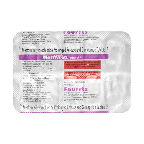 Metffil G1 Tablet 10'S : Price, Uses, Side Effects | Netmeds