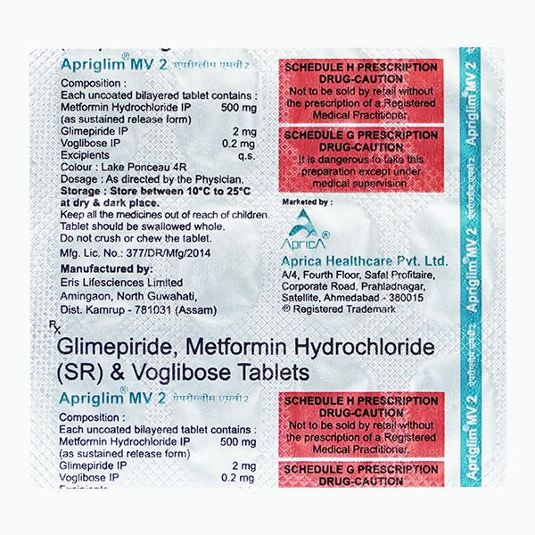 APRIGLIM MV 2 Tablet 15's Price, Uses, Side effects, Substitutes | Netmeds