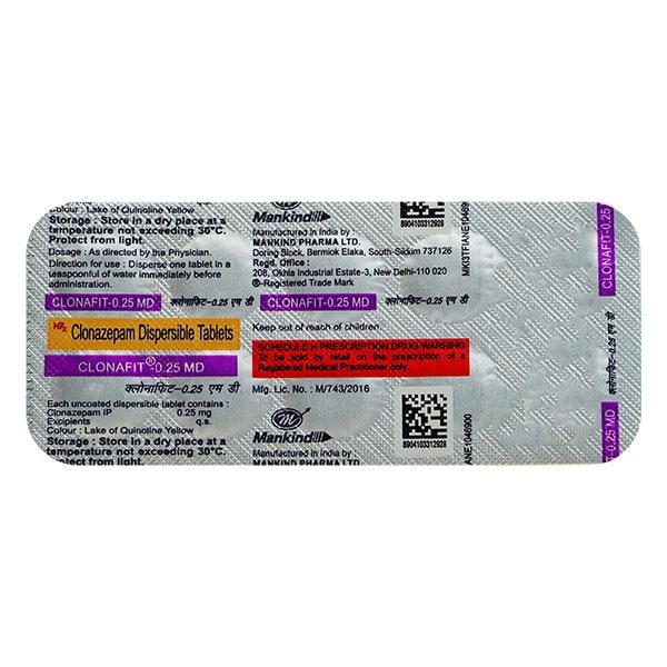 Clonafit MD 0.25mg Tablet 10'S - Price, Uses, Side Effects, and ...