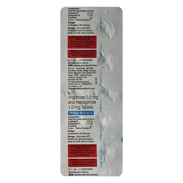 VOLGA R 1/0.2 Tablet 10's Price, Uses, Side effects, Substitutes | Netmeds