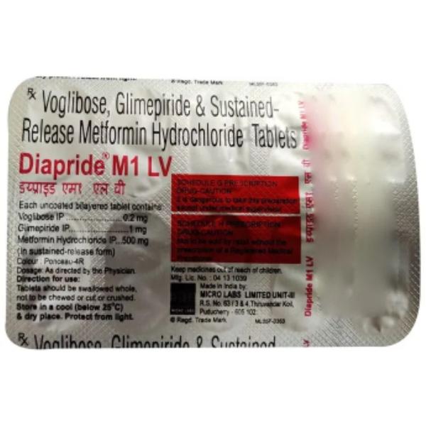 DIAPRIDE M1 LV Tablet 10's Price, Uses, Side effects, Substitutes | Netmeds
