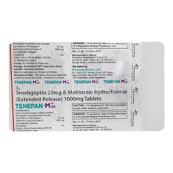 Tenepan M 1000/20mg Tablet 10'S : Uses, Side Effects, Price | Netmeds