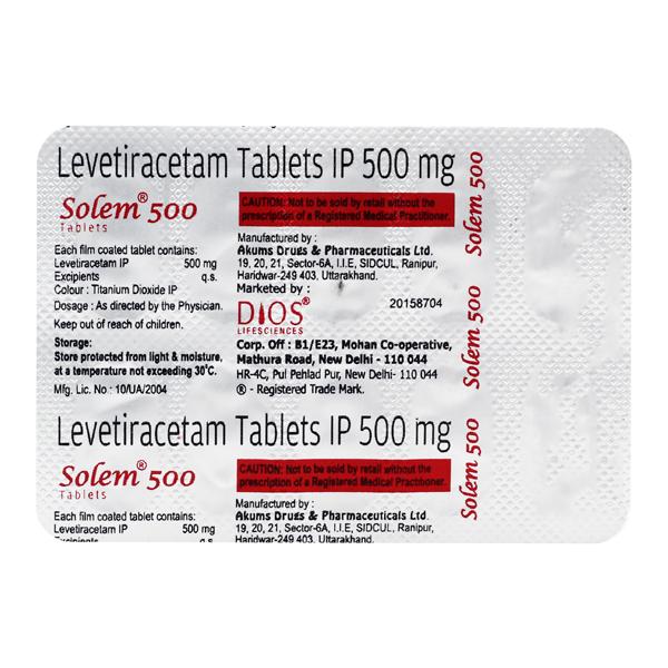 SOLEM 500mg Tablet 10's Price, Uses, Side effects, Substitutes | Netmeds