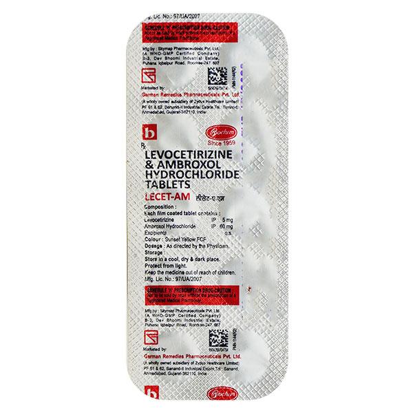 LECET AM Tablet 10's Price, Uses, Side effects, Substitutes | Netmeds