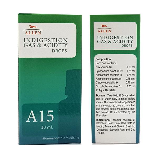 Buy Allen A15 Indigestion Gas & Acidity Drops 30 ml online at best price-Homeopathy