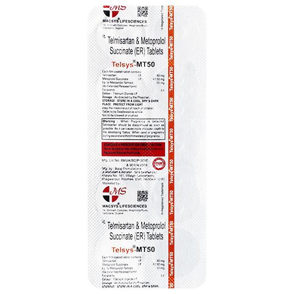 Buy TELSYS MT 50 Tablet 10's Online at Upto 25% OFF | Netmeds