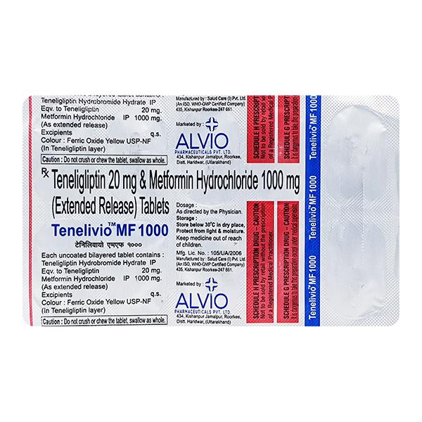 TENELIVIO MF 1000mg Tablet 10's : Price, Uses, Side Effects | Netmeds