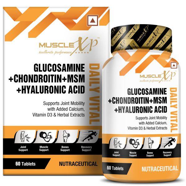 Buy MuscleXP Glucosamine + Chondrotin + MSM + Hyaluronic Acid Daily ...