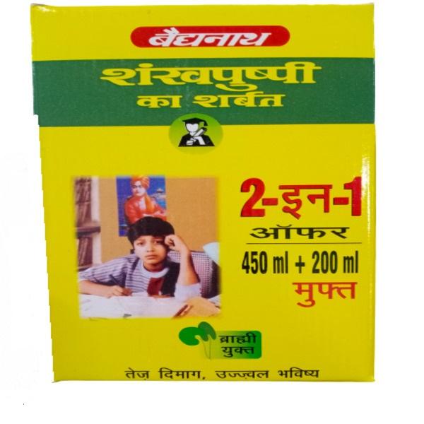 Buy Baidyanath Shankha Pushpi Ka Sharbat Syrup (450 ml + 200 ml Free) Online at Discounted Price ...