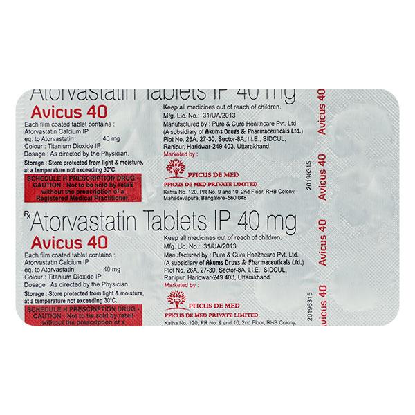 Buy AVICUS 40 Tablet 15's Online at Upto 25% OFF | Netmeds