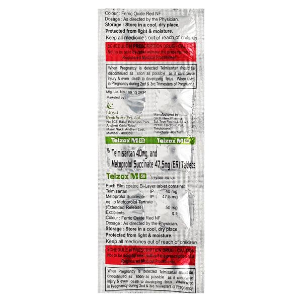 Telzox M 50mg Tablet 10'S : Price, Uses, Side Effects | Netmeds