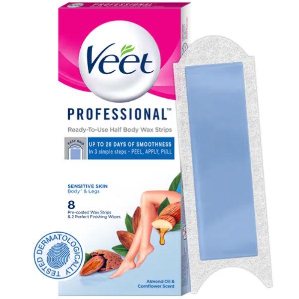 Veet Professional Half Body Wax Strips (Sensitive Skin) 8's with ...
