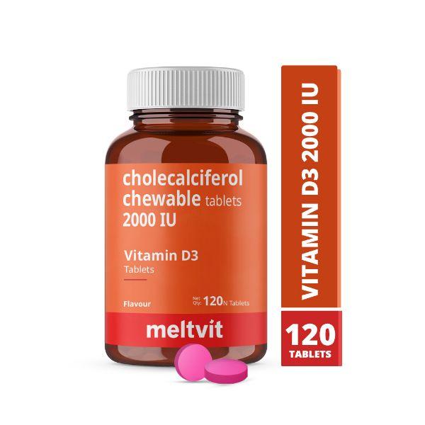 Buy Meltvit Vitamin D3 2000 IU Cholecalciferol Chewable Tablets 120's ...