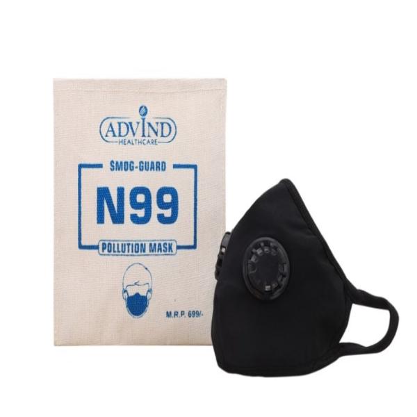 Buy Smog Guard N99 Face Mask With Two Valves (L) - Black (Pack of 1 ...