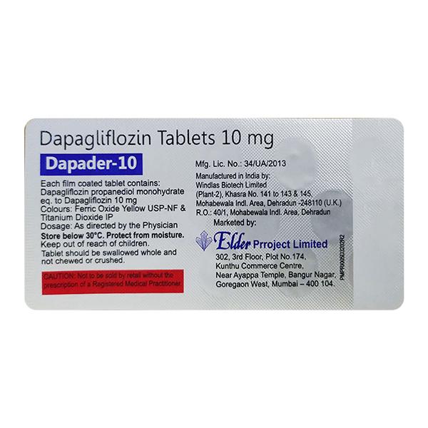 DAPADER 10 Tablet 14's Price, Uses, Side effects, Substitutes | Netmeds