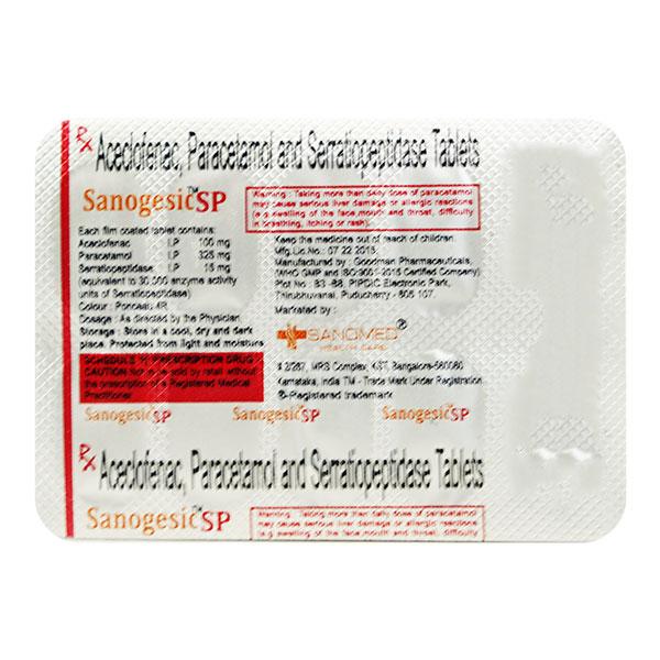 Buy SANOGESIC SP Tablet 10's Online at Upto 25% OFF | Netmeds