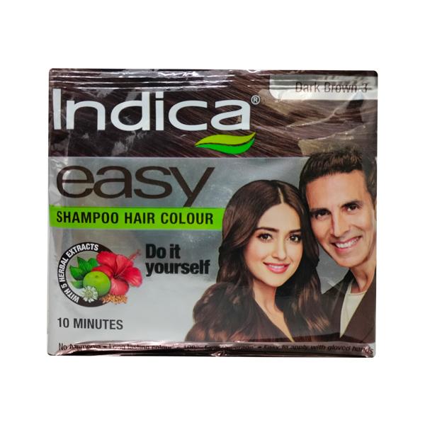 Buy Indica Easy 10 Minutes Shampoo Based Hair Colour - 3 Dark Brown 18 ...