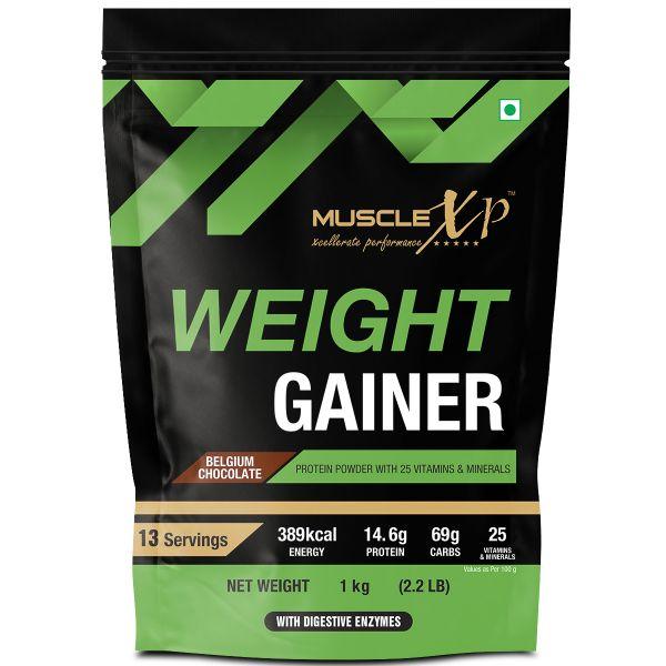 Buy MuscleXP Weight Gainer Protein Powder - Belgium Chocolate 1 kg ...