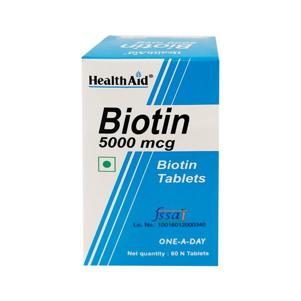HealthAid Biotin 5000 mcg Tablet 60's - Supports Healthy Hair, Skin ...