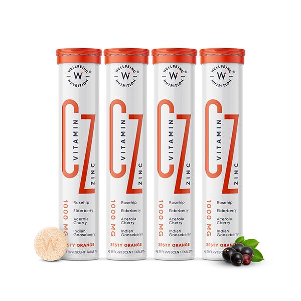 Buy Wellbeing Nutrition Vitamin C + Zinc Effervescent Tablet - Zesty ...