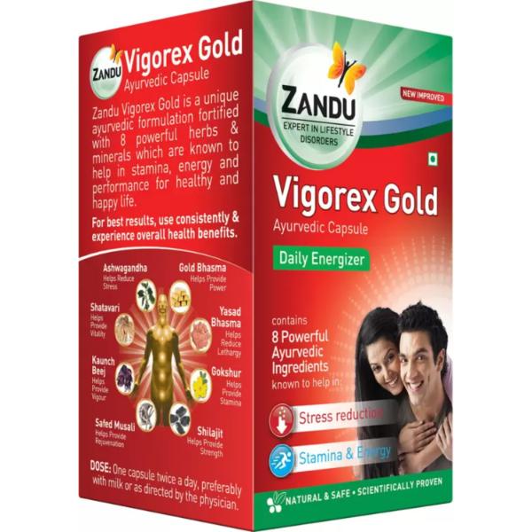 Buy Zandu Vigorex Gold Capsule 20's Online at Discounted Price | Netmeds