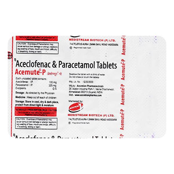 Buy ACEMUTE P Tablet 10's Online at Upto 25% OFF | Netmeds