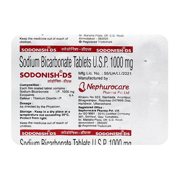 SODONISH DS 1000 Tablet 10's Price, Uses, Side effects, Substitutes ...