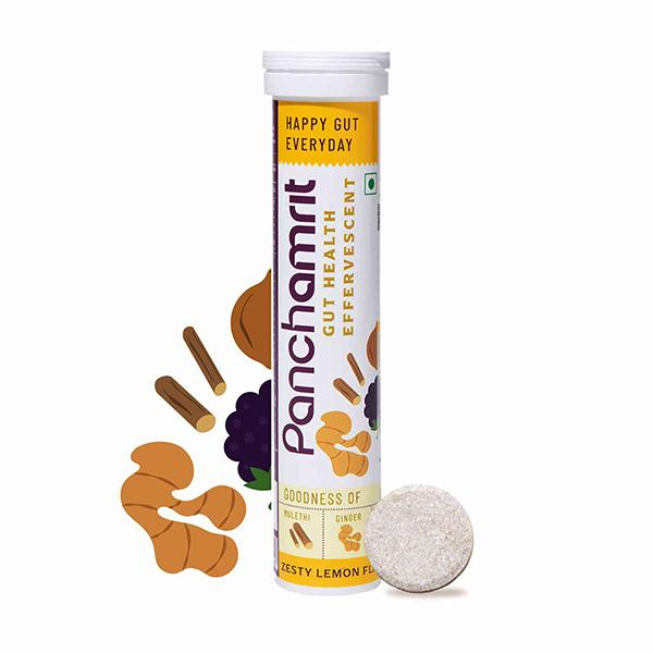 Buy Panchamrit Gut Health Effervescent Tablets - Zesty Lemon Flavour 20 ...