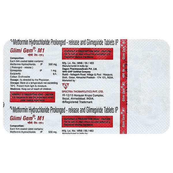Buy GLIMIGEM M 1/500mg Tablet 10's Online at Upto 25% OFF | Netmeds