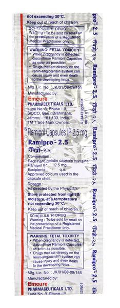 Ramipro 2.5mg Capsule 10'S : Uses, Side Effects, Price | Netmeds