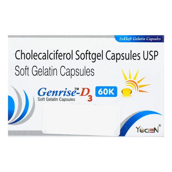 GENRISE D3 60k Soft Gelatin Capsule 4's Price, Uses, Side effects ...