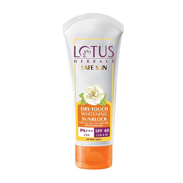 Buy Lotus Herbals Safe Sun Dry-Touch Whitening Sun Block Spf-40 50 Gm ...