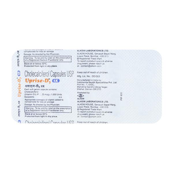 Uprise D3 1K Capsule 10'S Price, Uses, Side effects, Substitutes | Netmeds