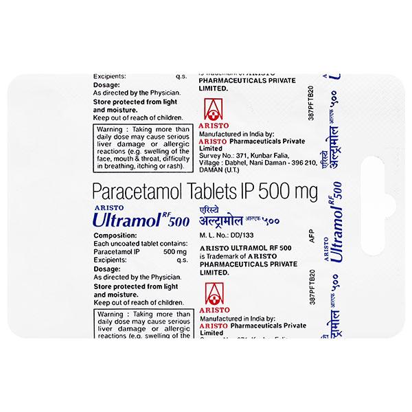 ULTRAMOL RF 500 Tablet 10's Price, Uses, Side effects, Substitutes ...