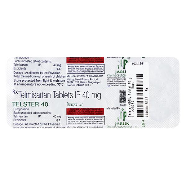 Telster 40Mg Tablet 10's : Price, Uses, Side Effects | Netmeds