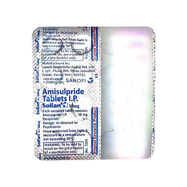 SOLIAN 50mg Tablet 15's Price, Uses, Side effects, Substitutes | Netmeds