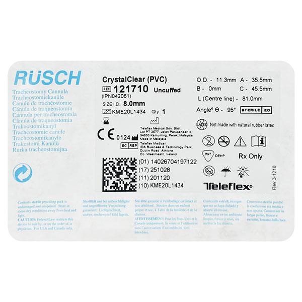 Rusch Crystal Clear (PVC) Tracheostomy Cannula - Uncuffed (8.0 mm ...